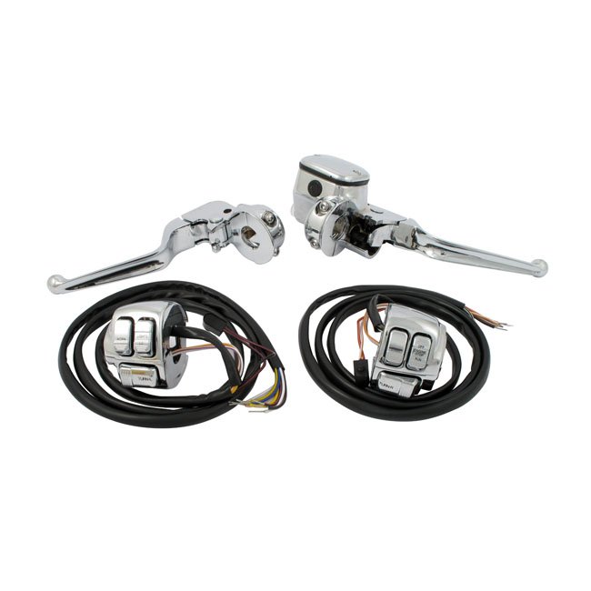 Handlebar control kit chrome 11/16" bore Chrome plated OEM style ...
